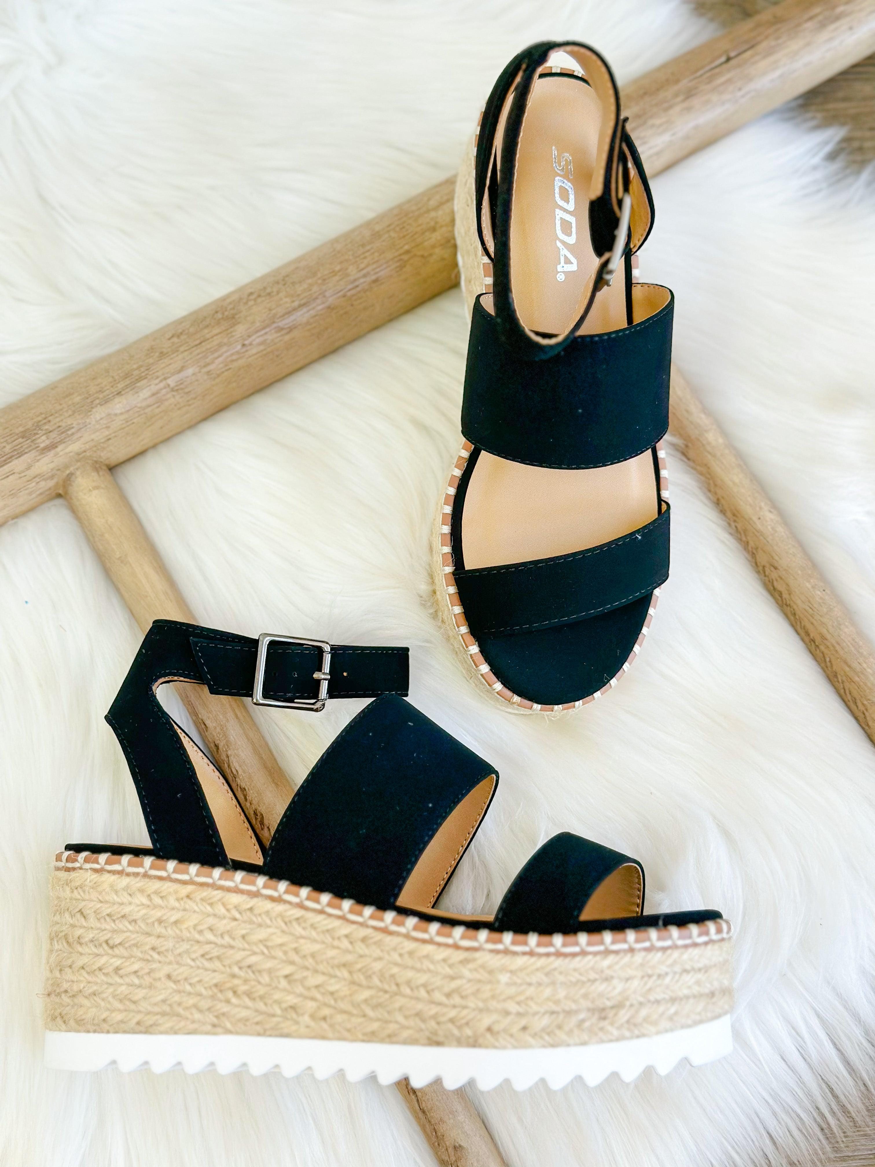 MARLO PLATFORM SANDAL-BLACK 5.5 | Funky Shoes Laurel